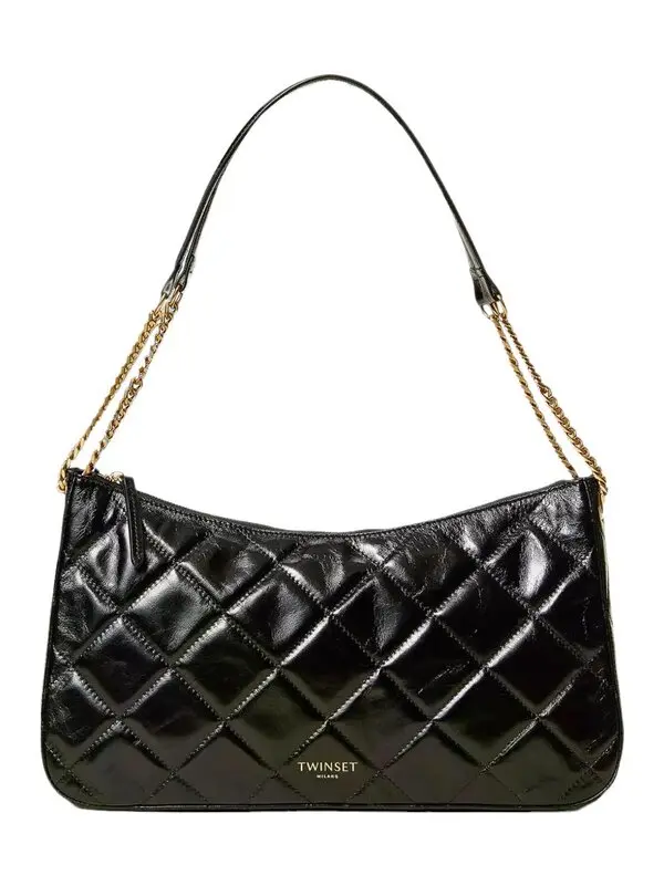 TWINSET Large Liliane Quilted Leather Bag - Black