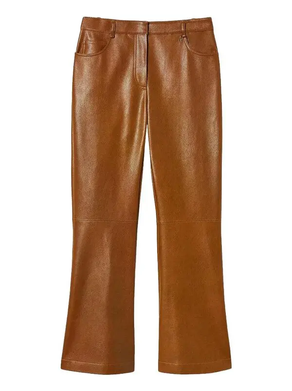 TWINSET Faux-leather Flared Trousers - Brown