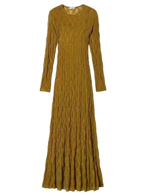 TWINSET Long Sleeve Lace Maxi Dress - Green