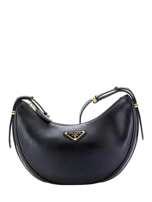 Prada Arque Half Moon Leather Small Hobo Bag - Black
