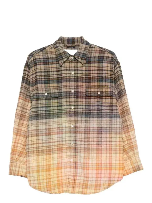 R13 Check Pattern Bleached Effect Shirt - Neutrals