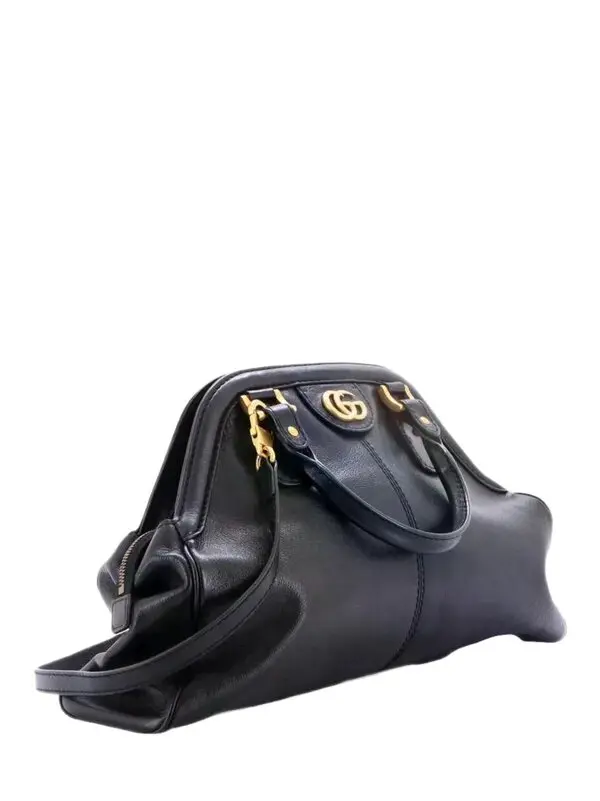 Gucci Leather Medium Satchel Top Handle Bag - Black