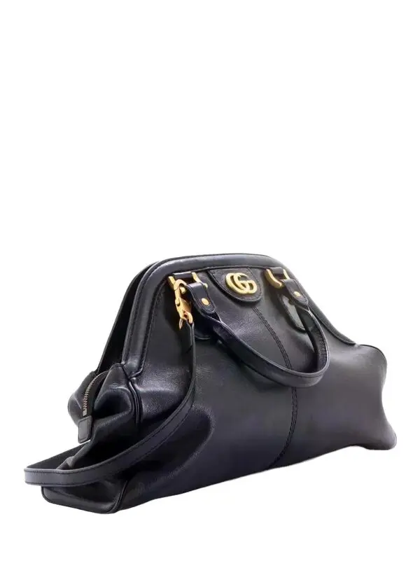 Gucci Leather Medium Satchel Top Handle Bag - Black