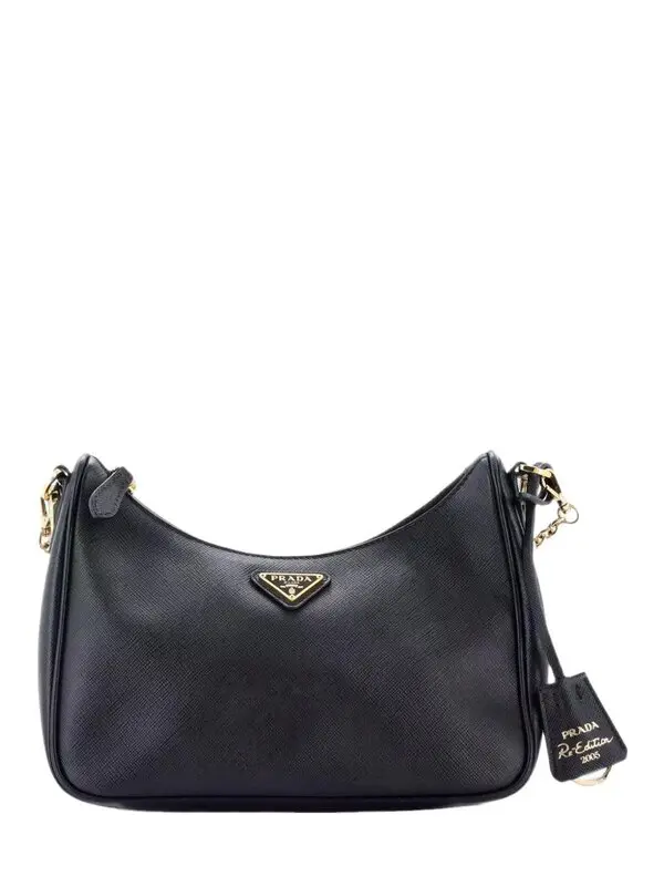 Prada Re-edition 2005 Saffiano Leather Shoulder Bag - Black