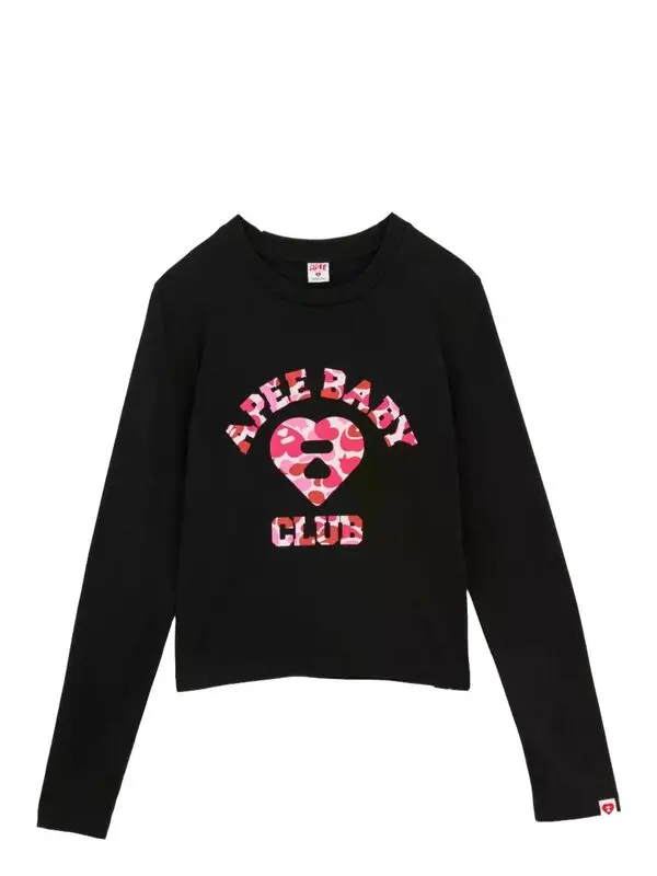 AAPE BY *A BATHING APE Apee™ A Bathing Ape® Camouflage Heart Logo Long Sleeve T-shirt - Black