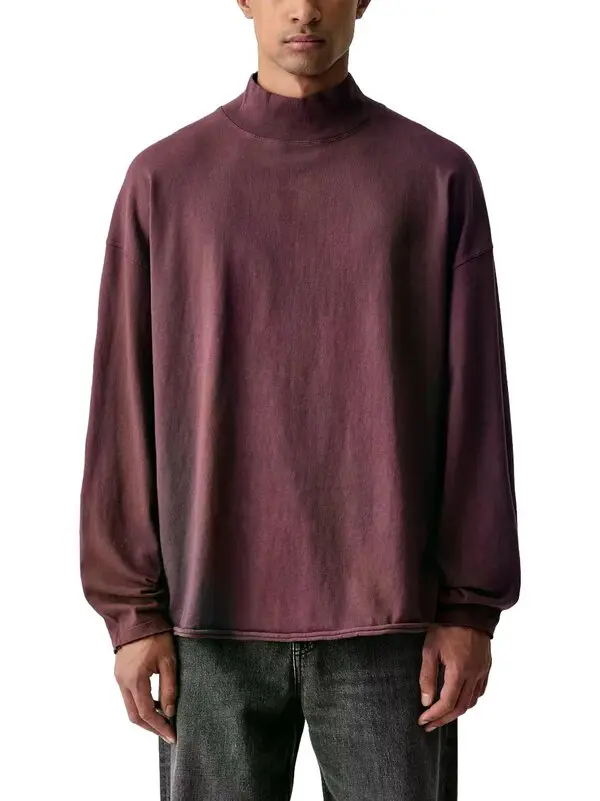 American Vintage High-neck Raw-edge T-shirt - Purple