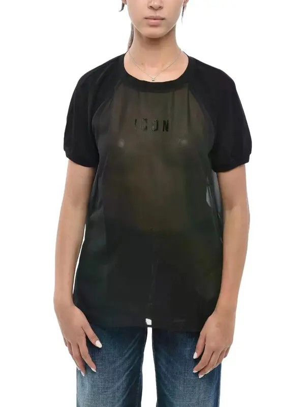 Dsquared2 Icon Rhinestone-embellished Sheer T-shirt - Black