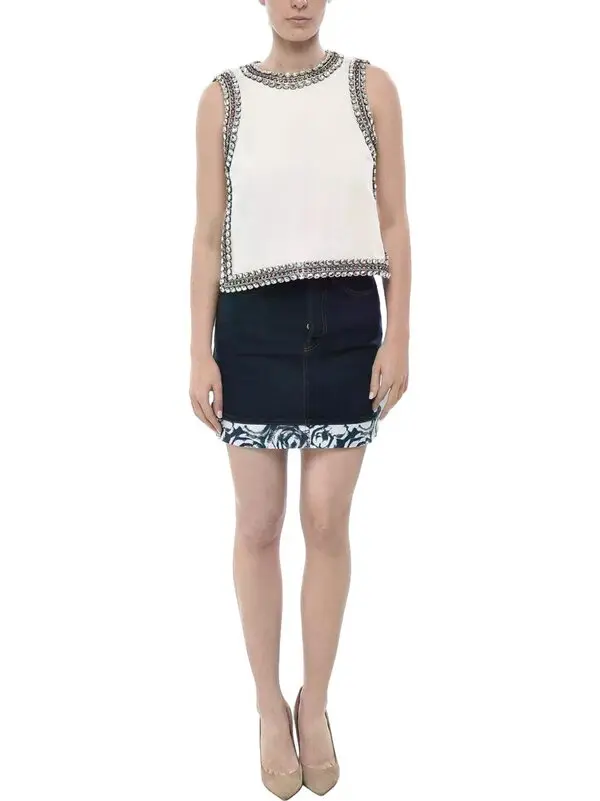 Gucci Sleeveless Top With Jeweled Edges - Neutrals
