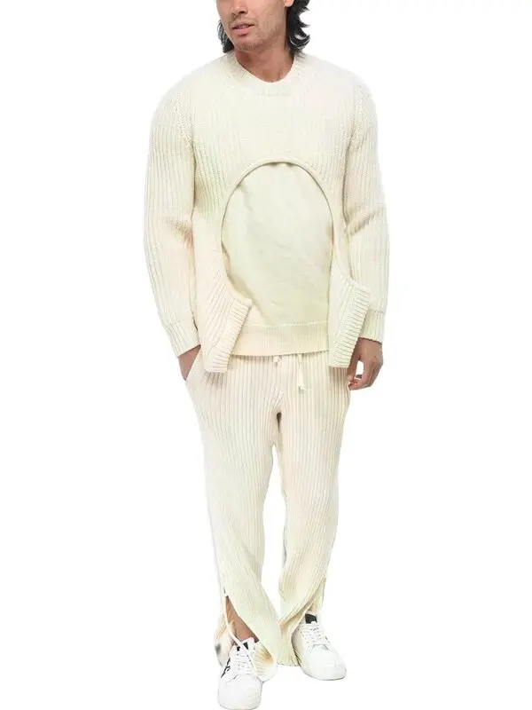 Off-White Meteor Cut-out Ribbed-knit Sweater - Neutrals