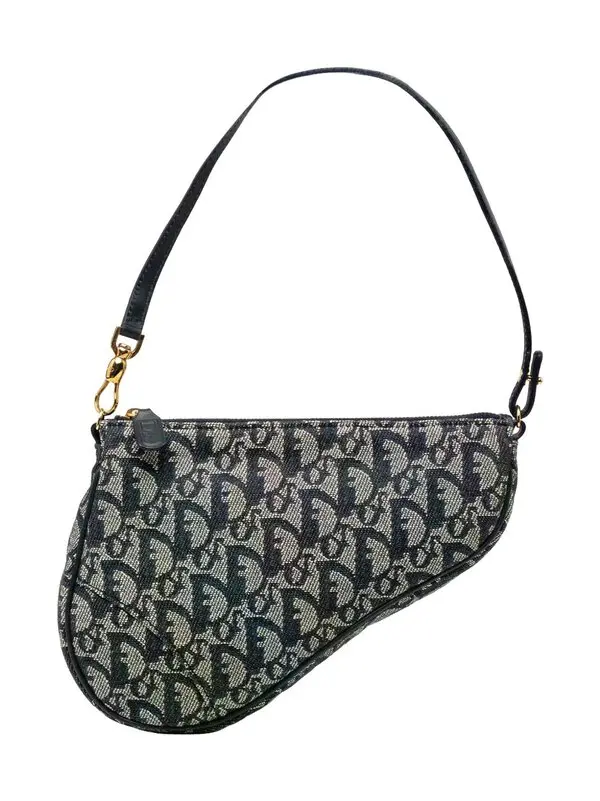 Dior Monogram Canvas Saddle Pochette Shoulder Bag - Blue
