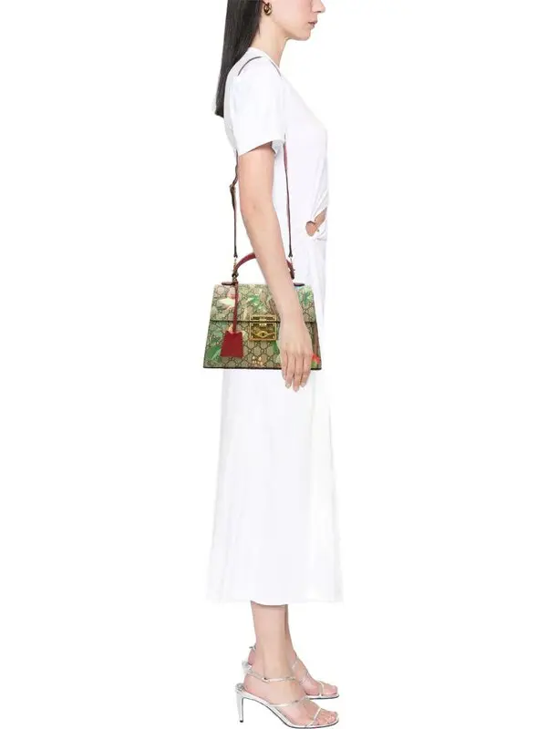 Gucci Gg Supreme Tian Padlock Satchel - Neutrals