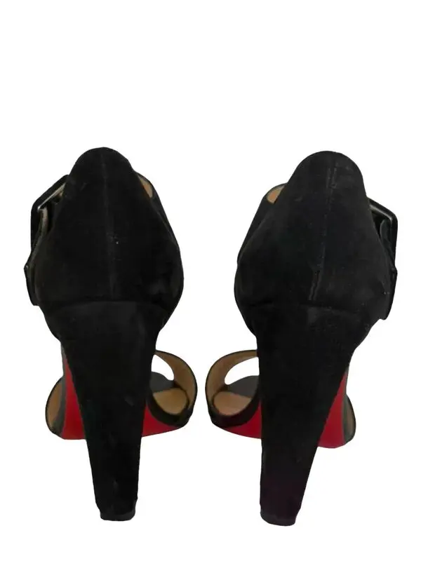CHRISTIAN LOUBOUTIN Suede And Patent Leather Buckle Strap Stiletto Sandals - Black