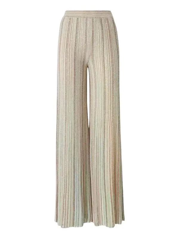Missoni Ribbed Palazzo Trousers With Sequins - Neutrals