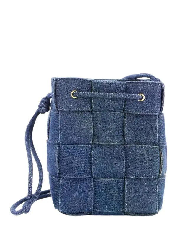 Bottega Veneta Cassette Maxi Intercciato Denim Bucket Bag - Blue