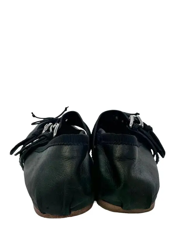 Miu Miu Leather Buckle Ballet Flats - Black