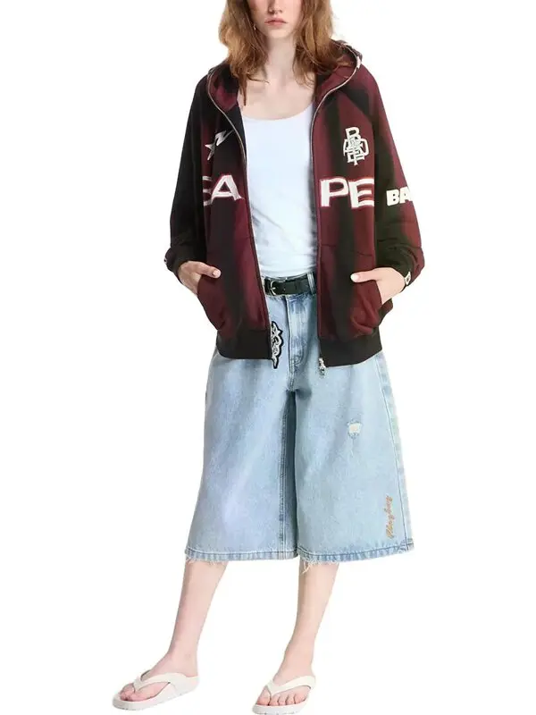 A BATHING APE Shark Relaxed-fit Hoodie With Graphic Print - Red