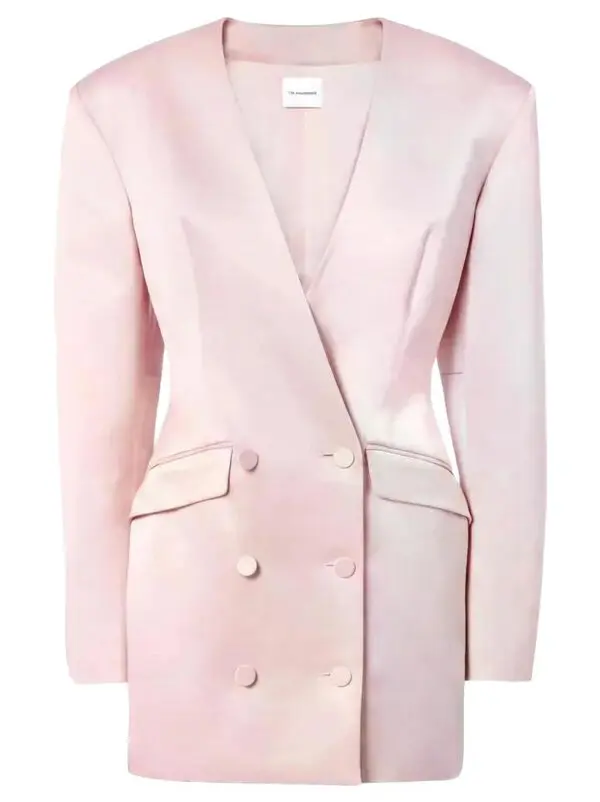 Andamane Alexis Double-breasted Satin Mini Dress - Pink