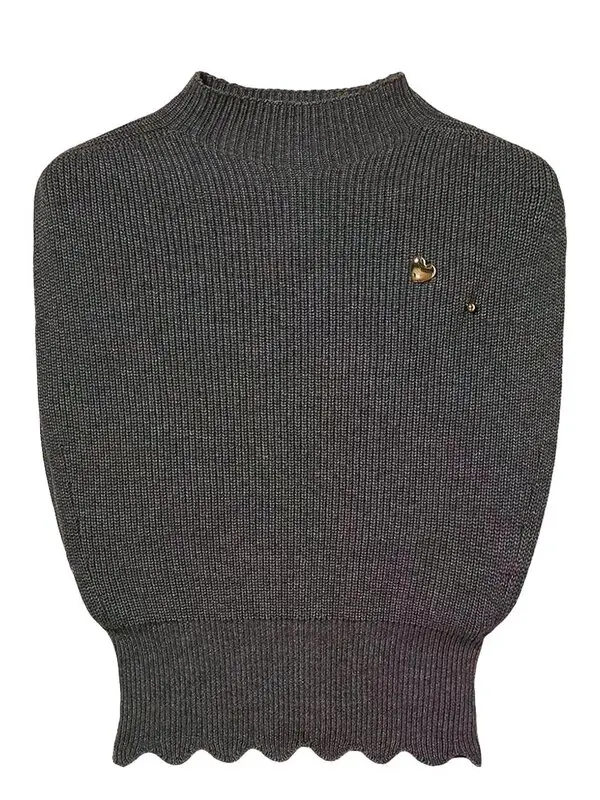 TWINSET Wool-blend Top With Brooch Detail - Grey