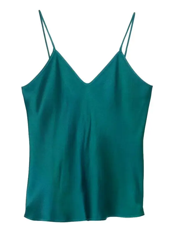 Max Mara V-neck Sleeveless Satin Top - Blue