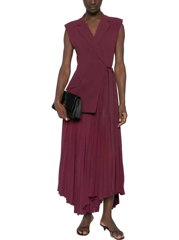Simkhai Pleated Asymmetric Hem Midi Dress - Purple