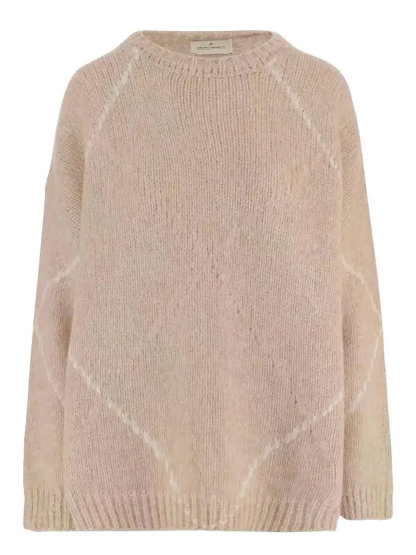 Bruno Manetti Diamond Pattern Crew Neck Sweater - Neutrals