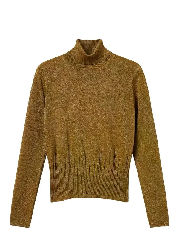 TWINSET Turtleneck Jumper With Lurex - Gold