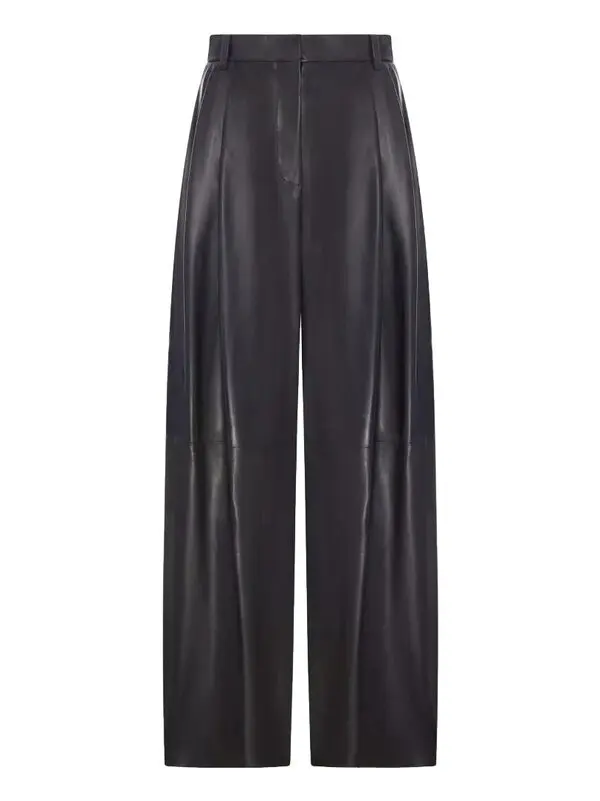 Giorgio Armani Pleated Leather Trousers - Blue