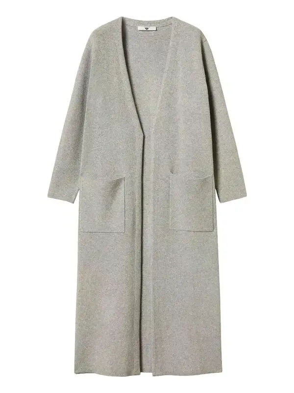 TWINSET Open Front Long Sleeve Coat With Patch Pockets - Grey