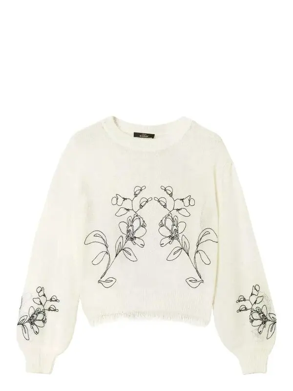 TWINSET Jumper With Floral Embroidery And Fringes - Neutrals