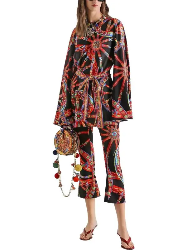 Dolce & Gabbana Carretto-print Charmeuse Dress - Black