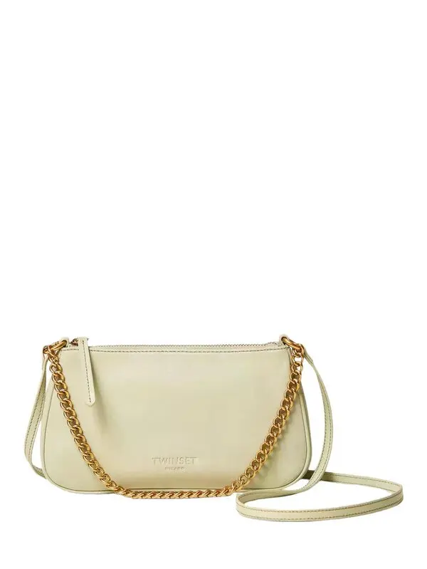 TWINSET Leather Shoulder Bag With Chain Strap - Green