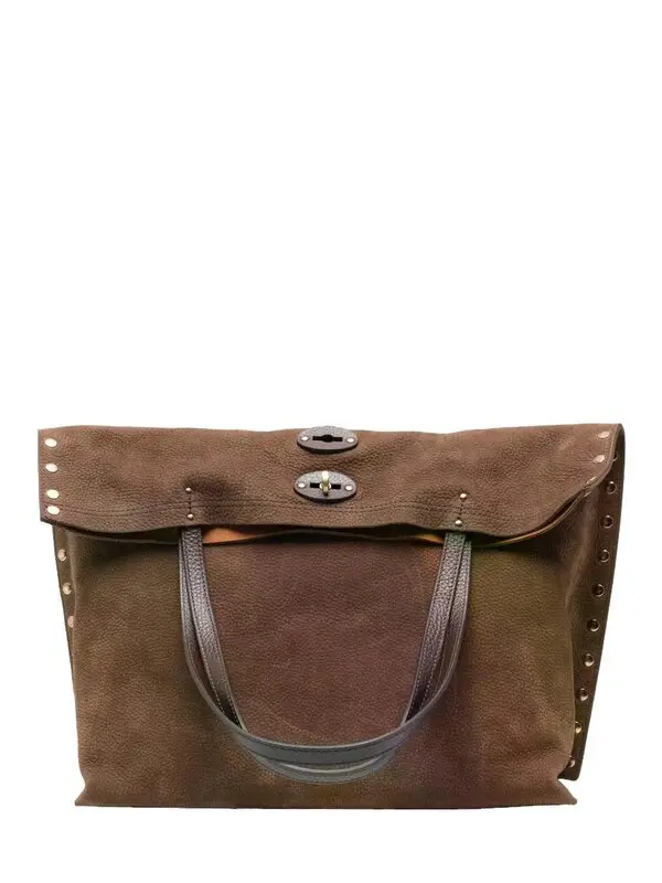 ZANELLATO Medium A'spasso Shoulder Bag With Stud Embellishments - Brown