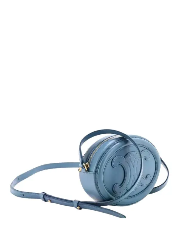 Celine Triomphe Oval Leather Mini Crossbody Bag - Blue