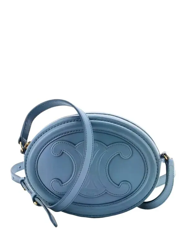 Celine Triomphe Oval Leather Mini Crossbody Bag - Blue