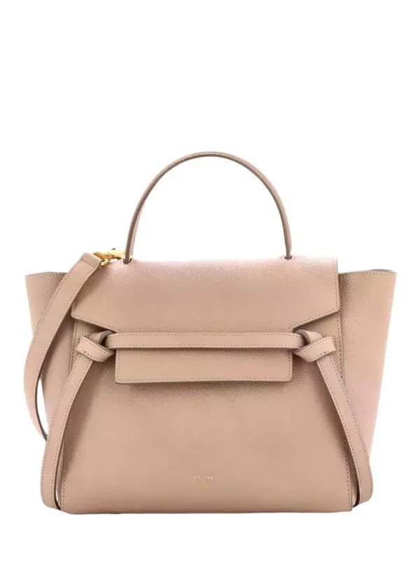 Celine Textured Leather Micro Satchel Belt Bag - Neutrals
