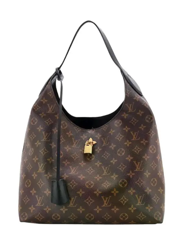 LOUIS VUITTON Flower Monogram Canvas Leather Hobo Bag - Brown
