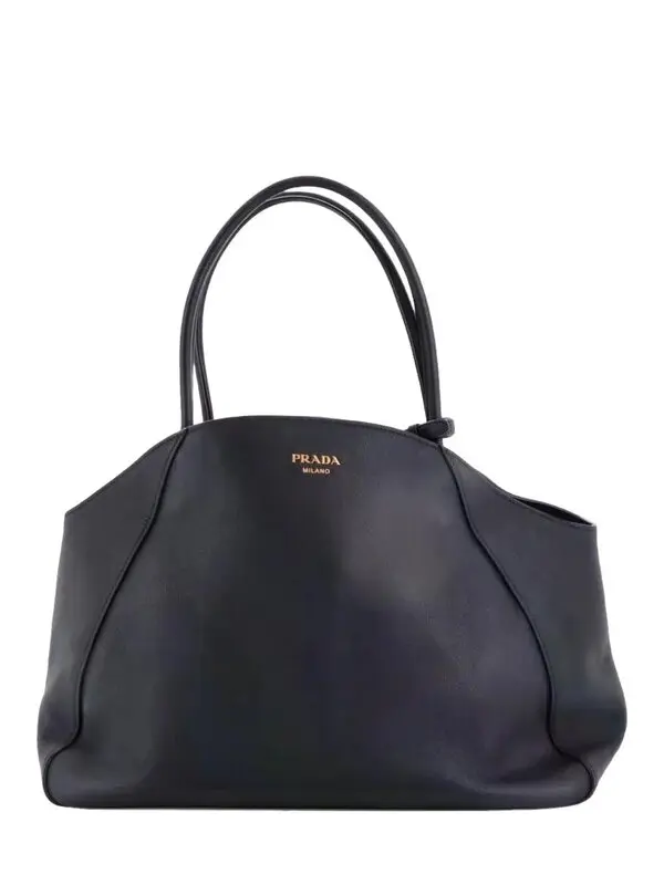 Prada Open Soft Grain Leather Large Tote Bag - Black