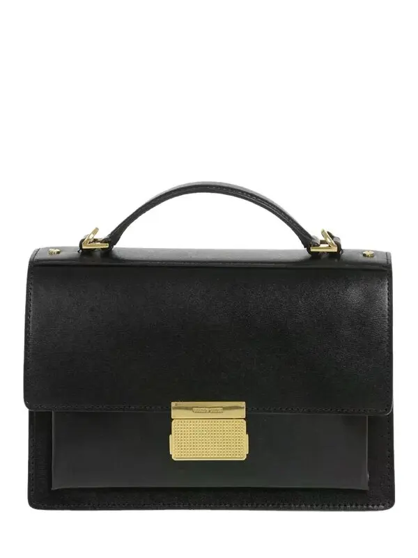 GOLDEN GOOSE Venezia Bag In Boarded Leather With Gold Details - Black