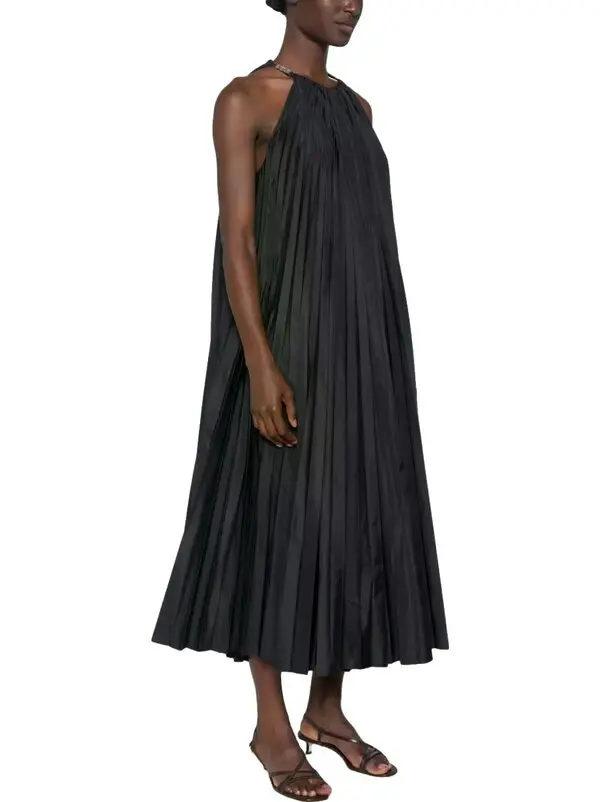 Max Mara Pleated Crystal-embellished Maxi Dress - Black