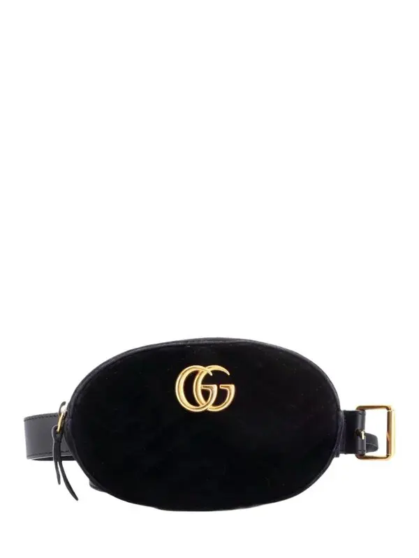 Gucci Gg Marmont Matelasse Velvet Belt Bag - Black