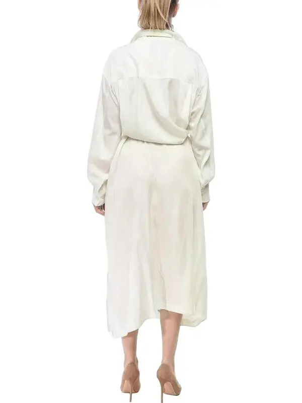 LEMAIRE Tie-neck Drawstring-waist Shirt Dress - Neutrals