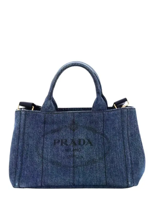 Prada Canapa Convertible Denim Mini Tote Bag - Blue