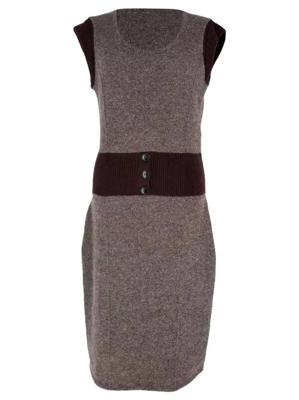 Dior Button Detail Knit Dress - Brown