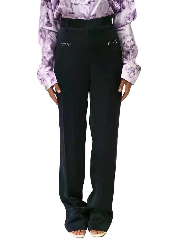 Off-White Logo Print Satin Trousers - Blue
