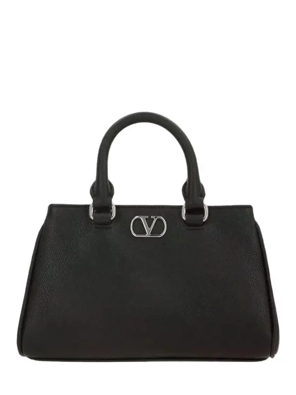 Valentino Garavani Vlogo Signature Grained Leather Tote Bag - Black