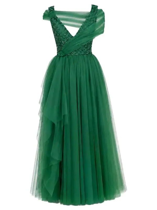 GEMY MAALOUF Embellished Tulle Gown - Green