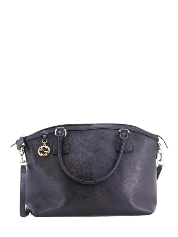 Gucci Gg Charm Convertible Dome Satchel - Black