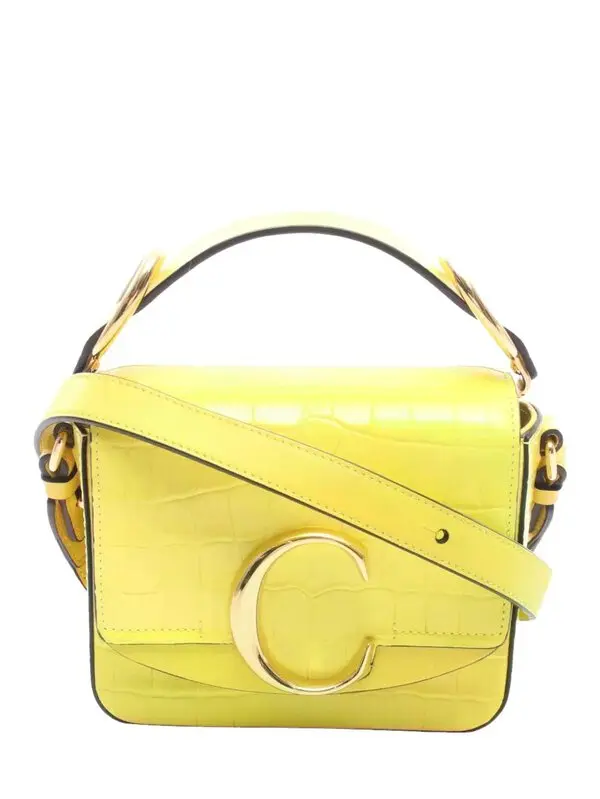 Chloé Leather Crocodile-effect Shoulder Bag - Yellow