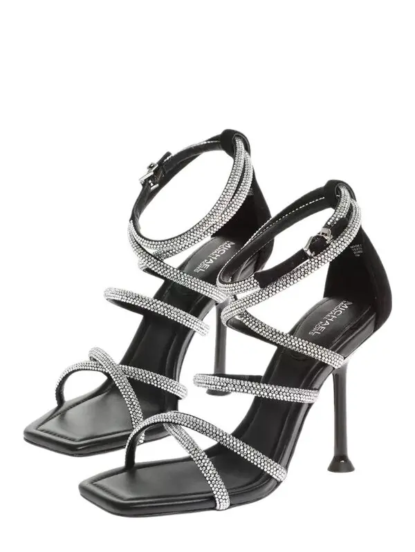 Michael Kors Imani Rhinestone Embellished Strappy Sandals - Black