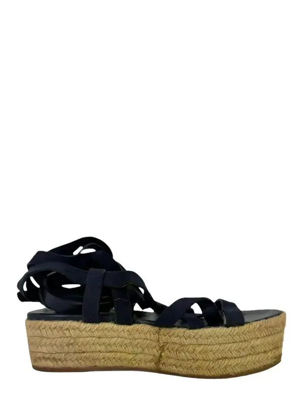Miu Miu Strappy Espadrille Platform Sandals - Blue